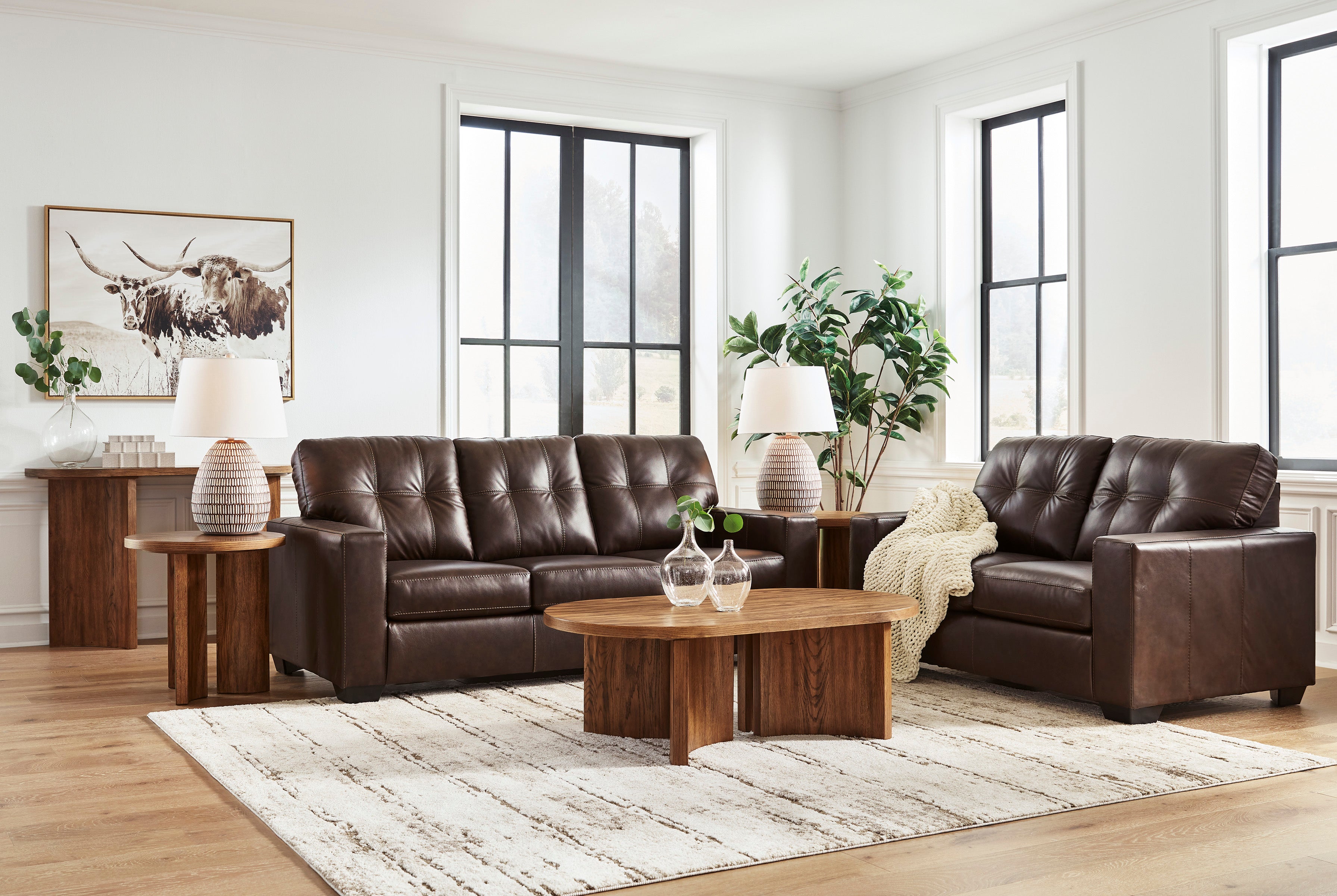 Signature Design by Ashley Santorine Dark Brown Sofa and Loveseat 2170 ...