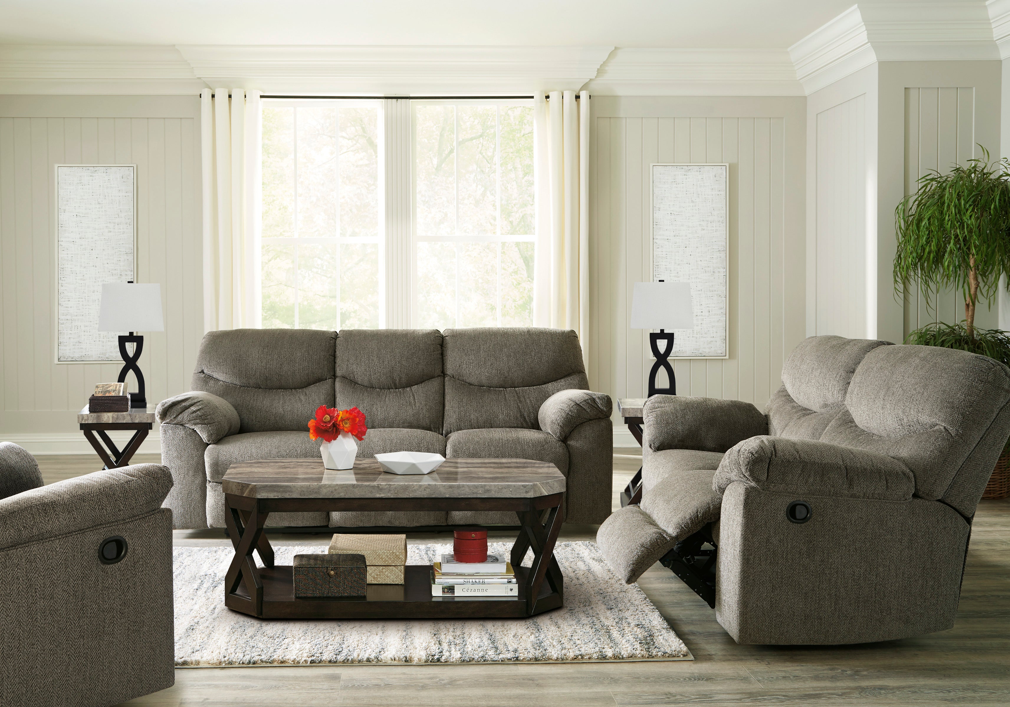 Signature Design by Ashley Putty Reclining Sofa and Loveseat 28201 ...