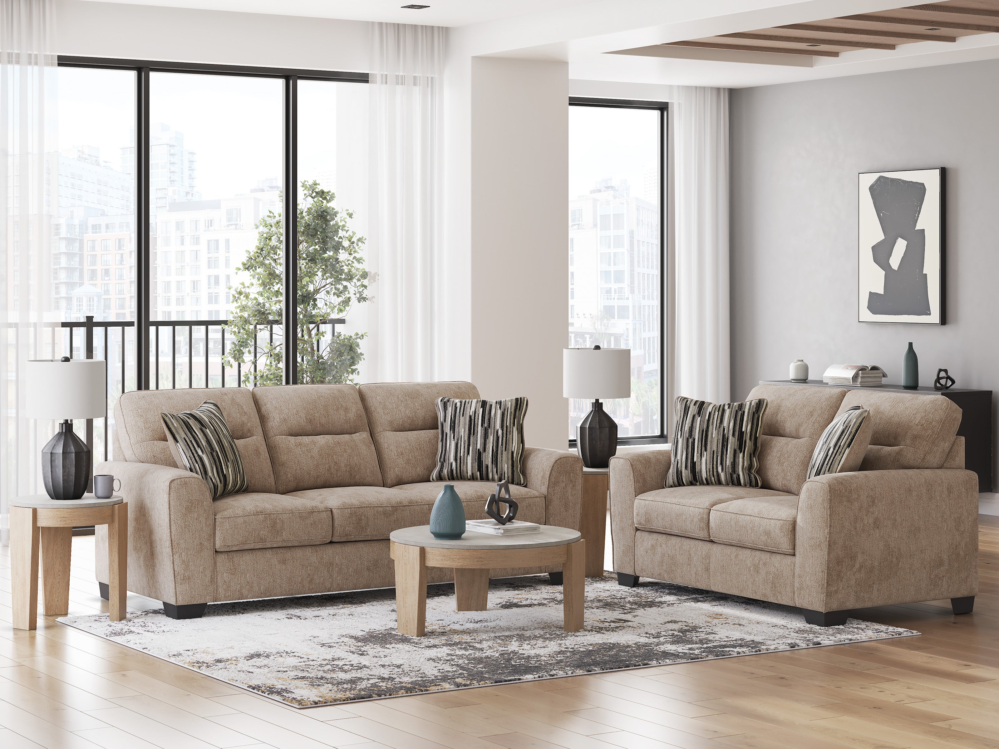 Benchcraft by Ashley Olten Mocha Sofa Loveseat 31304 – Eagle Rental ...