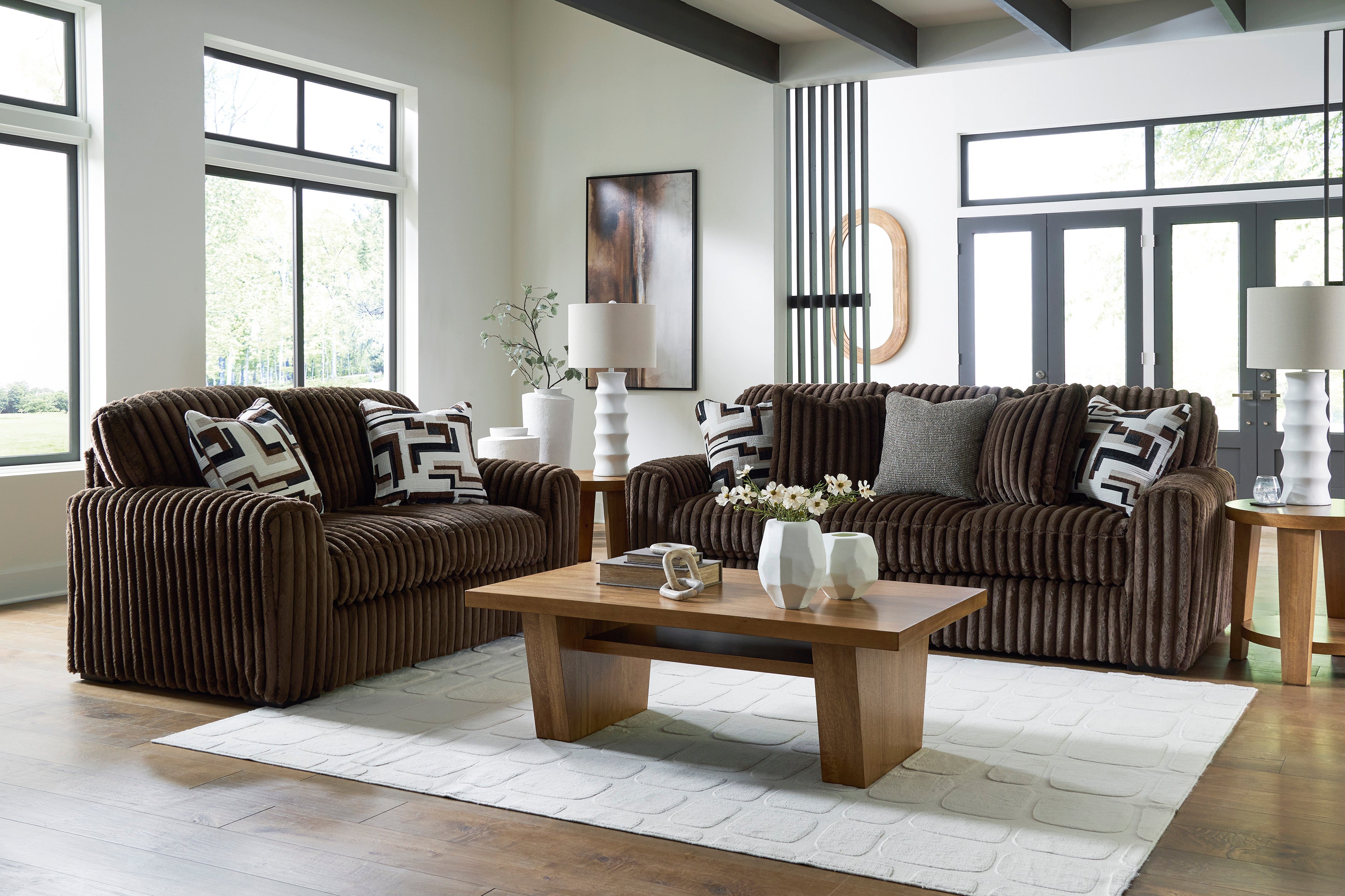Ashley Signature Design Midnight Madness Brown Sofa Loveseat 98104 ...