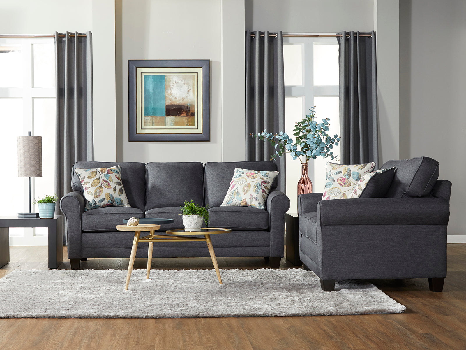 Hughes Jitterbug Grey 3700 Sofa Loveseat – Eagle Rental Purchase